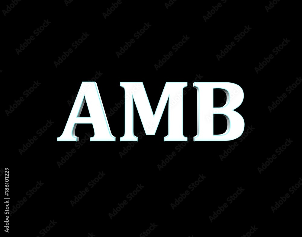 AMB, Kısaltmalar, Tipografik Beyaz Işıklı 3D Çalışması Stock ...