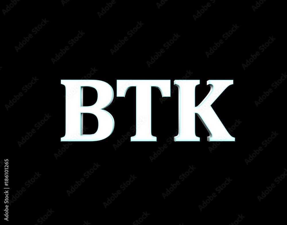 BTK, Kısaltmalar, Tipografik Beyaz Işıklı 3D Çalışması Stock ...