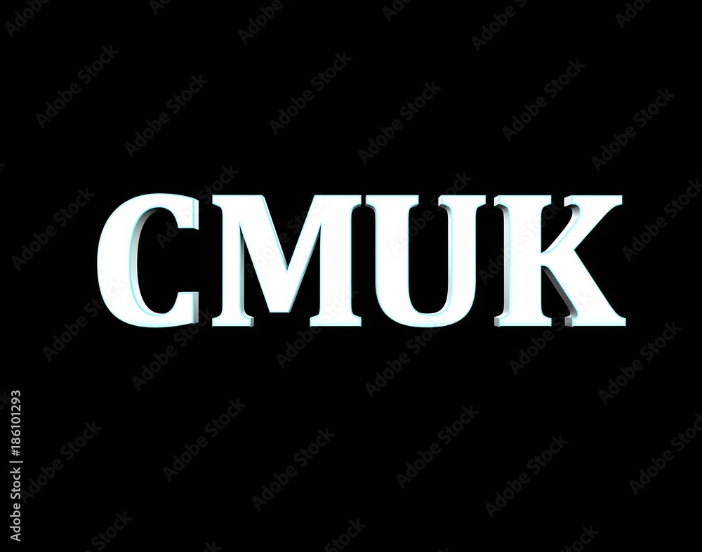 CMUK, Kısaltmalar, Tipografik Beyaz Işıklı 3D Çalışması Stock ...