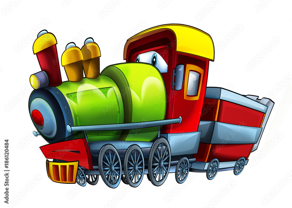 cartoon funny looking locomotive - illustration for children Stock ...