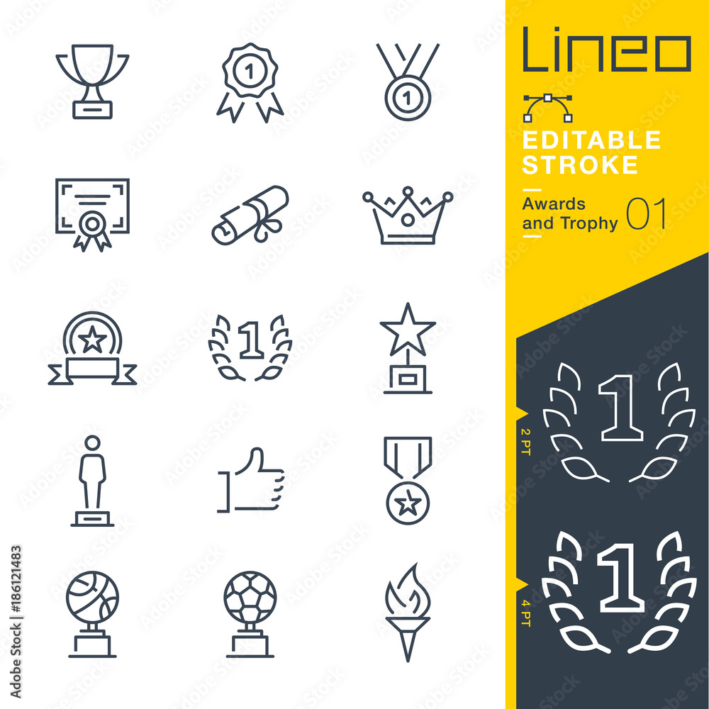 Lineo Editable Stroke - Awards and Trophy line icons Stock Vector ...