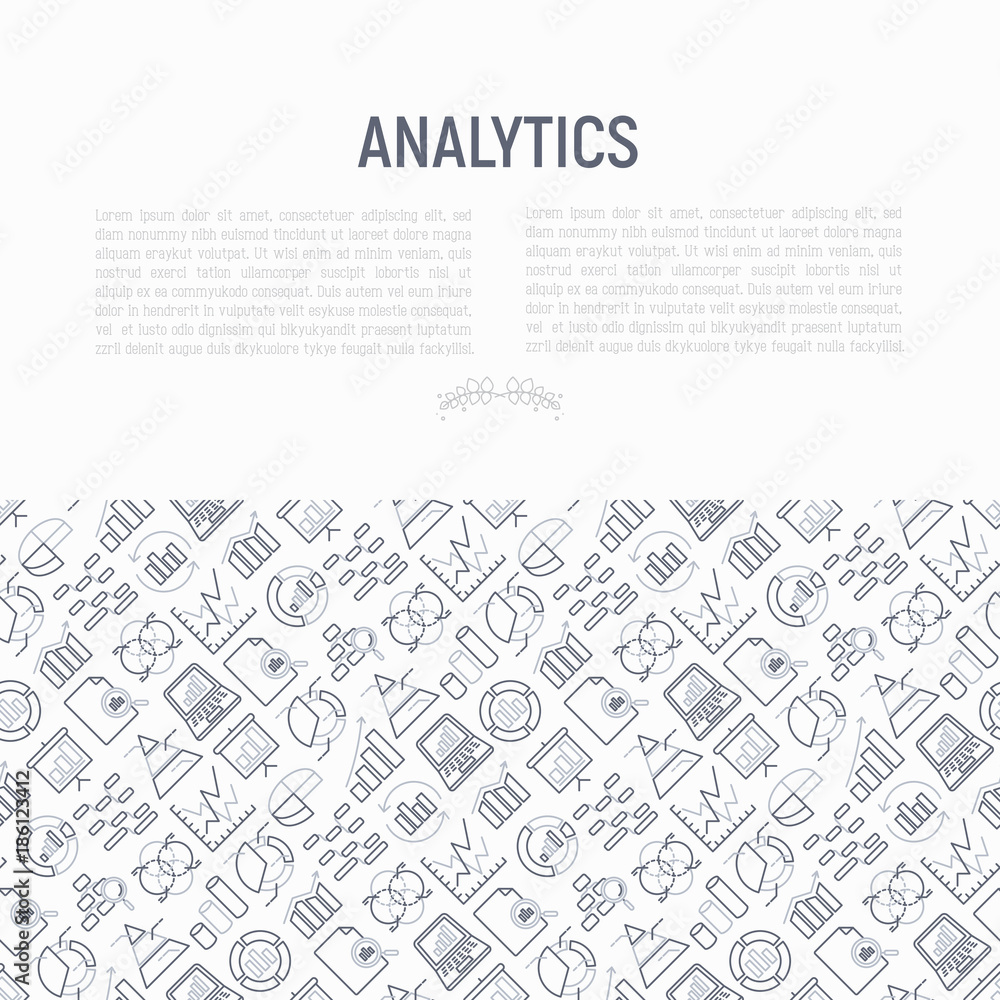 Analytics concept with thin line icons: diagram, chart, statistics ...