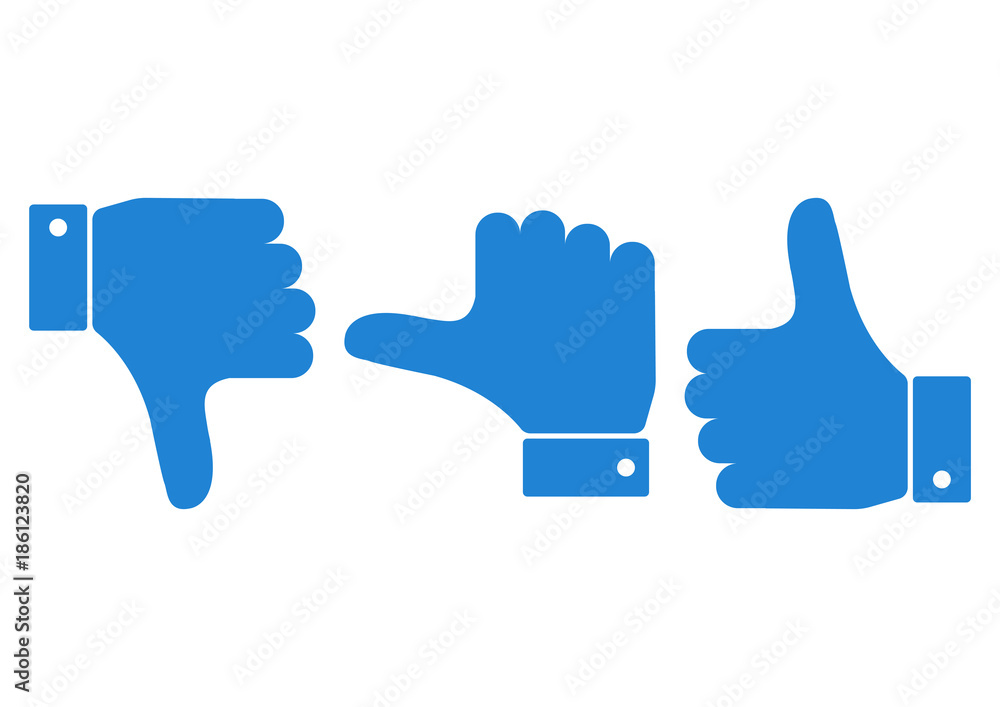 Blue set of hand with the thumb. Vector illustration. Stock Vector ...