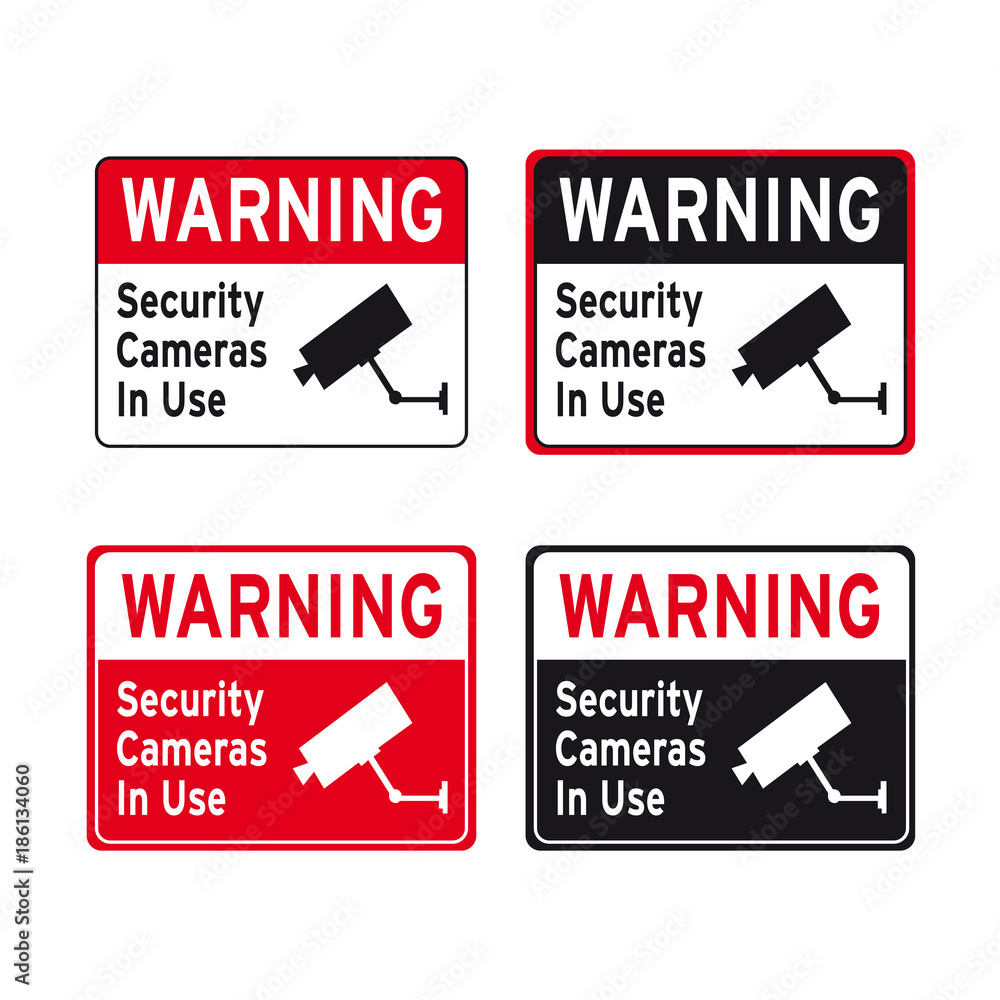 Security cameras in use sign set Stock Vector | Adobe Stock