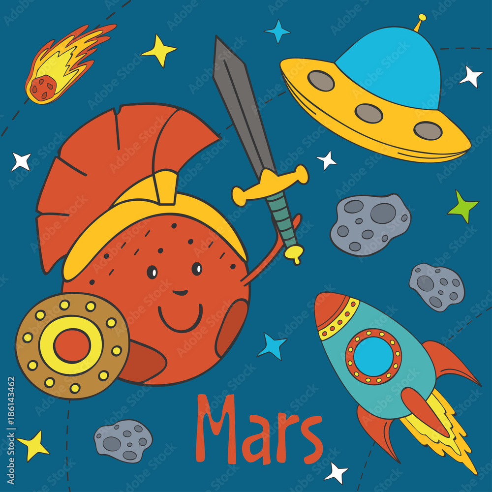 Cartoon funny Mars - vector illustration, eps Stock Vector | Adobe Stock
