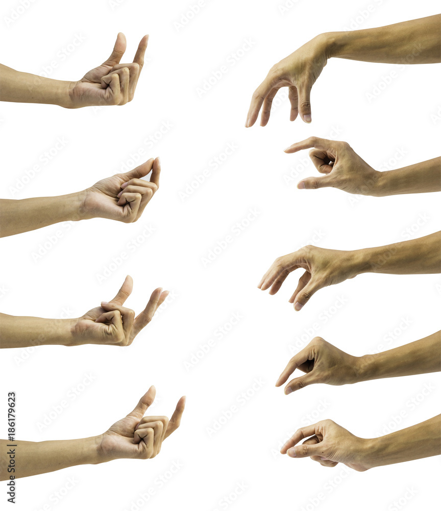 Set of hand gesture isolated on white background with clipping path ...