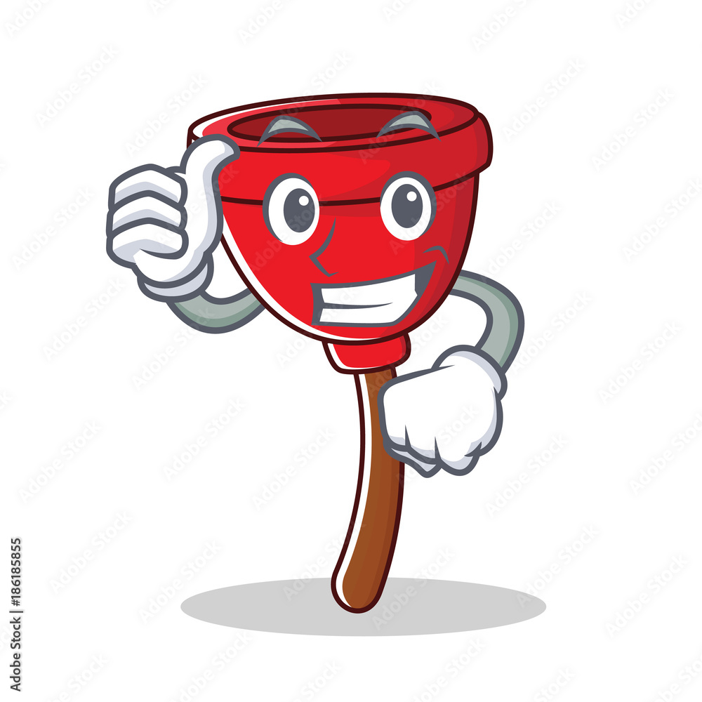 Thumbs up plunger character cartoon style Stock Vector | Adobe Stock