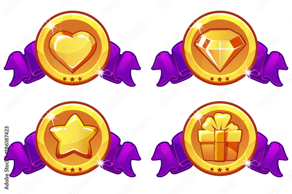 Collection cartoon icon design for game, UI, banner, design for app ...