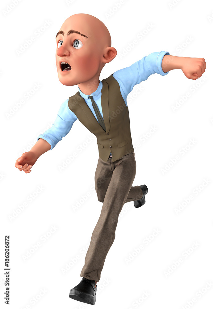 bald businessman is running late Stock Illustration | Adobe Stock