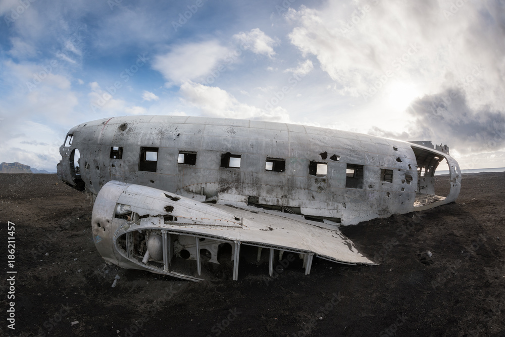 Profile view of DC 3 Plane Crash in Iceland Stock Photo | Adobe Stock