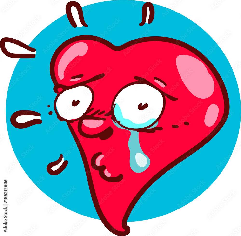 sad heart cartoon style vector illustration Stock Vector | Adobe Stock