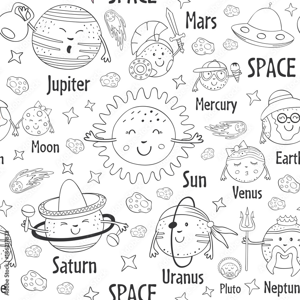 Solar System Vector Black And White