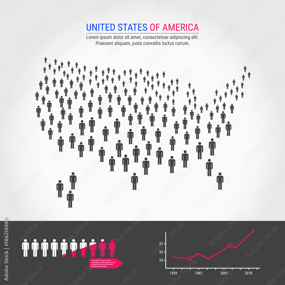 USA People Map. Population Growth Infographic Elements. Stock Vector ...