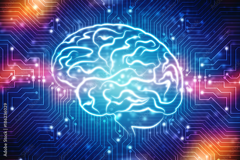 Human brain 2d illustration, Digital illustration of Human brain ...