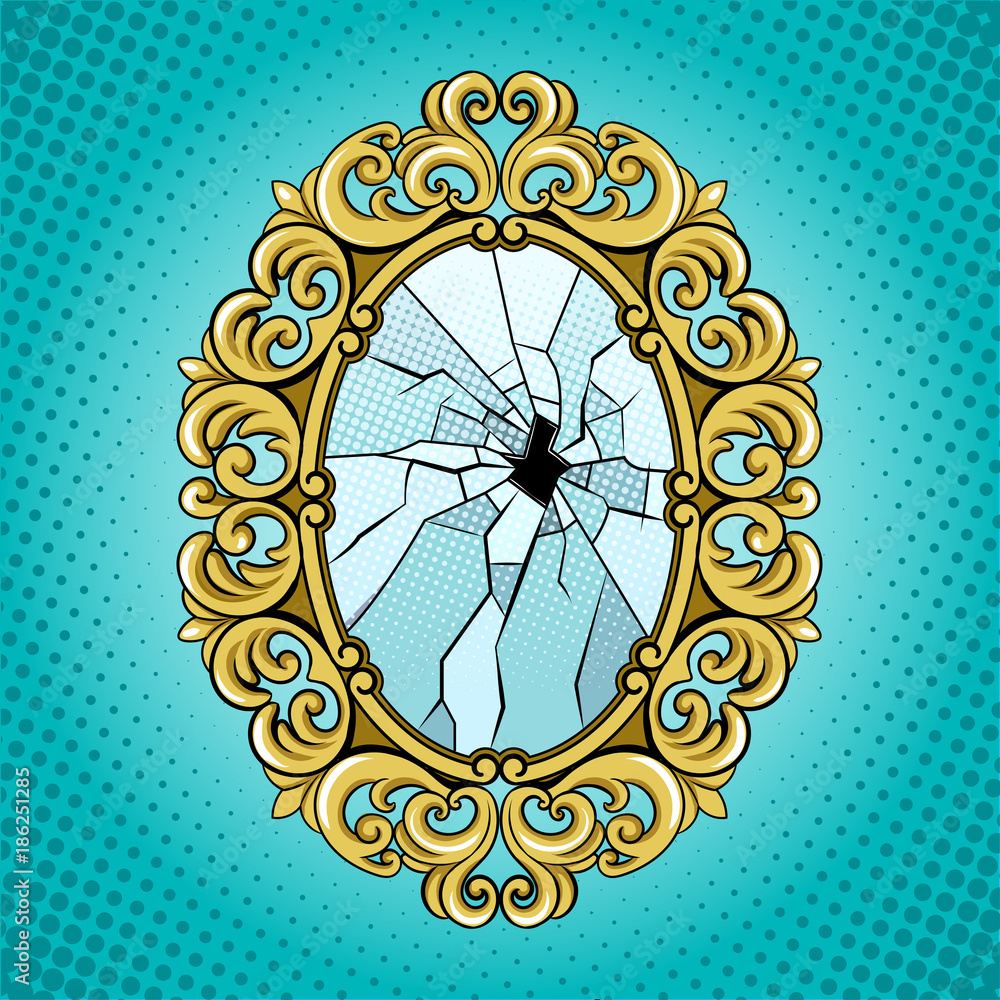 Broken mirror pop art vector illustration Stock Vector | Adobe Stock