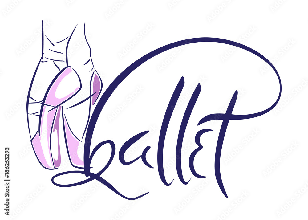 Hand drawn old style lettering of word Ballet. Vector illustration with ...