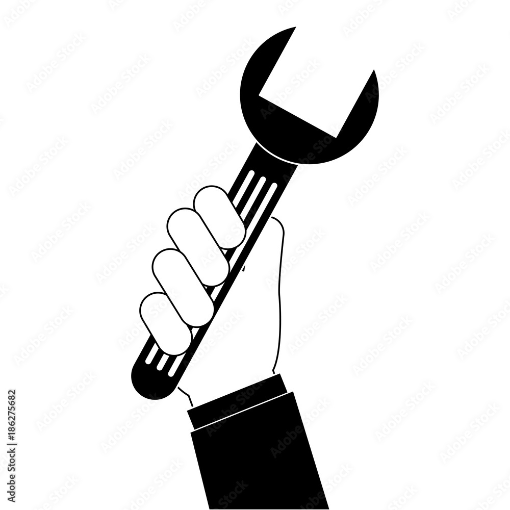 hand with wrench key isolated icon vector illustration design Stock ...