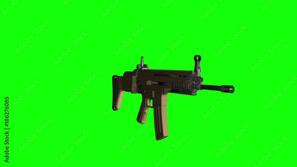 3D Military Rifle, spinning around on green screen background Stock 비디오 ...