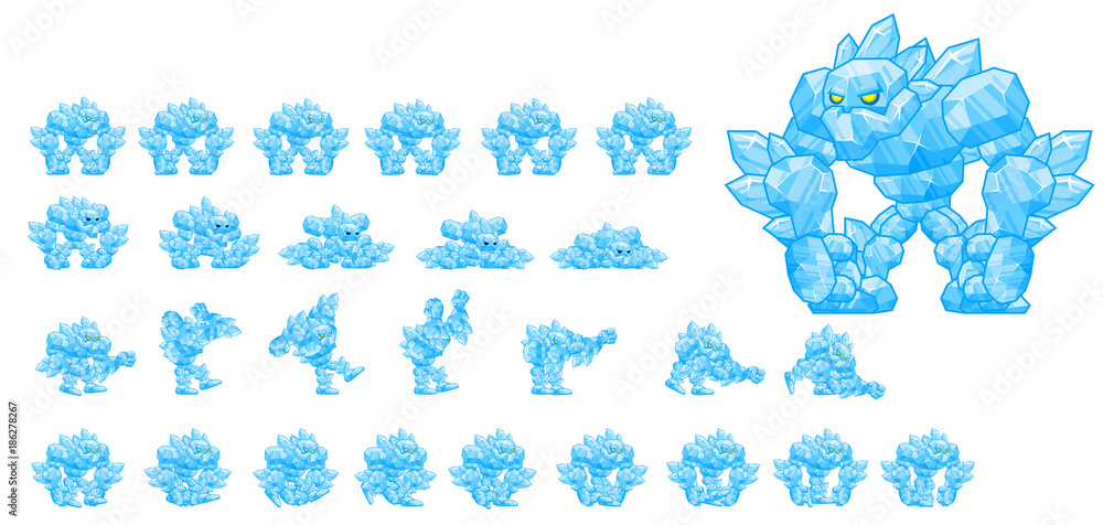 Animated Ice Golem Game Character Stock Vector | Adobe Stock