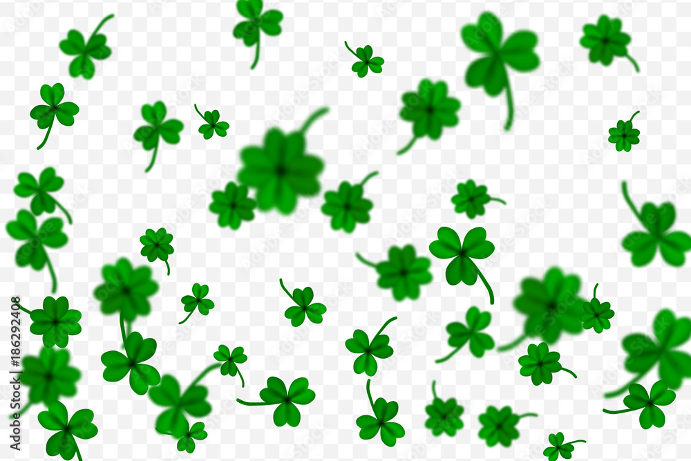Saint Partick's Day with falling shamrocks on transparent background ...