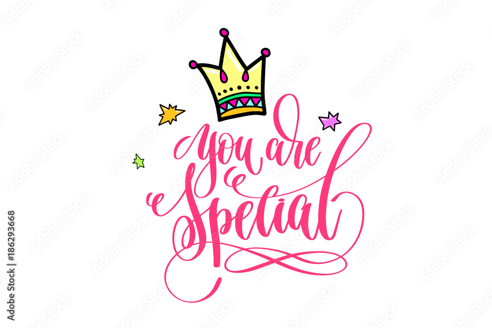 you are special - positive hand lettering poster with doodle dra Stock ...