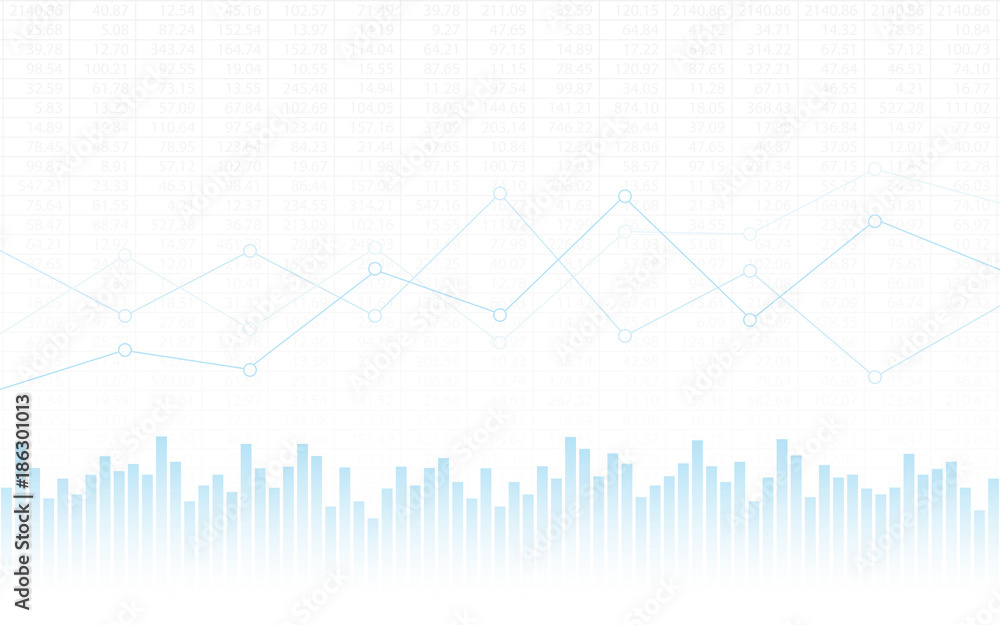 Abstract financial chart with trend line graph and bar chart in stock ...
