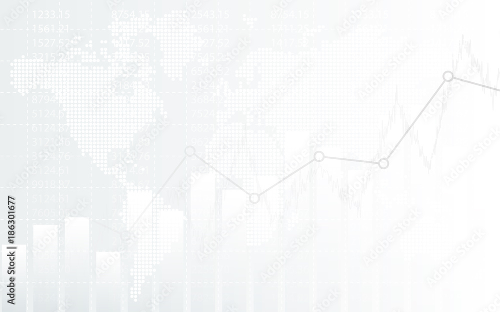 Abstract financial chart with up trend line graph and globe in stock ...