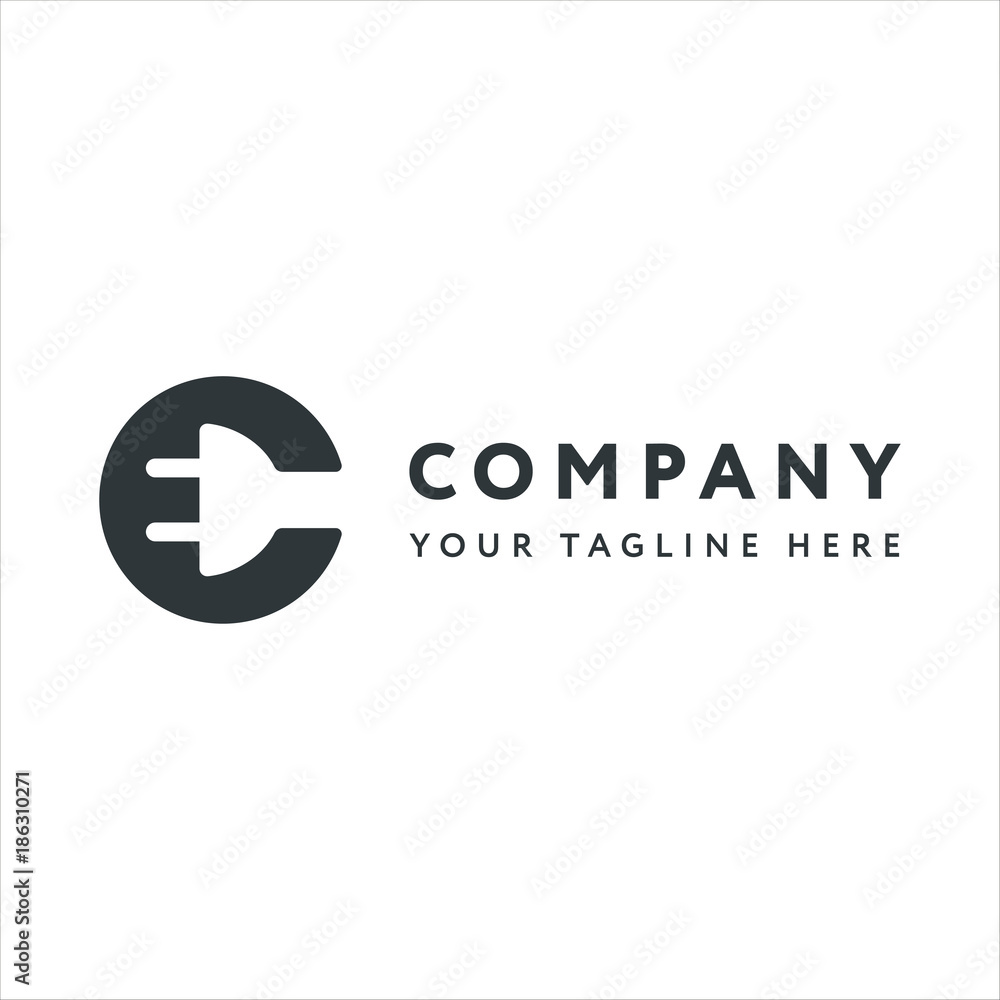 Letter C Logo Design Emblem Template. Creative Electronics Electricity ...