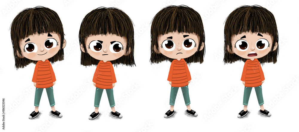 Niño expresando emociones Stock Illustration | Adobe Stock