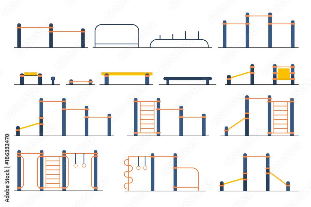 Street workout place or park constructor. Fitness and gym street ...