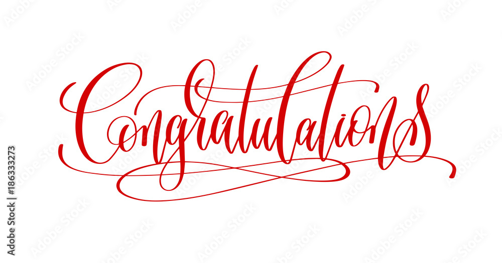 congratulations - red hand lettering inscription text to greetin Stock ...