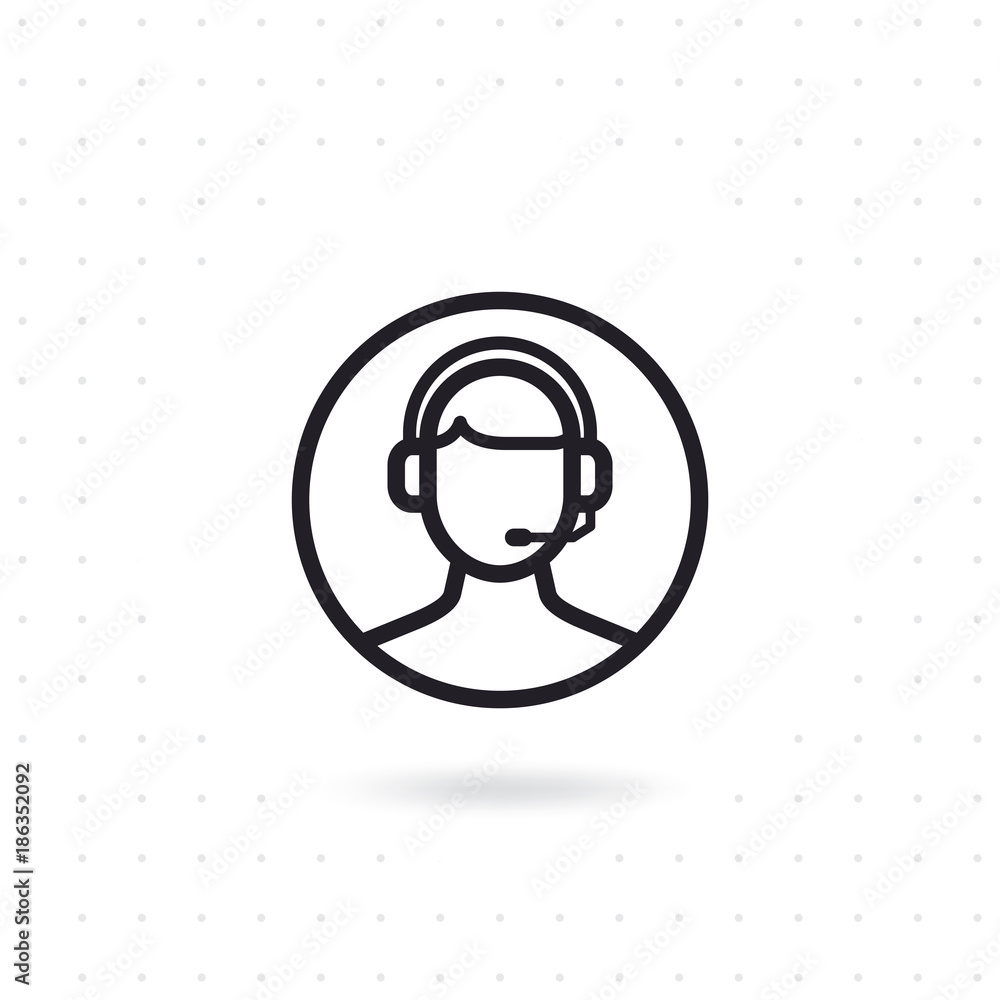 Customer service icon. Customer support vector icon. Male call center ...