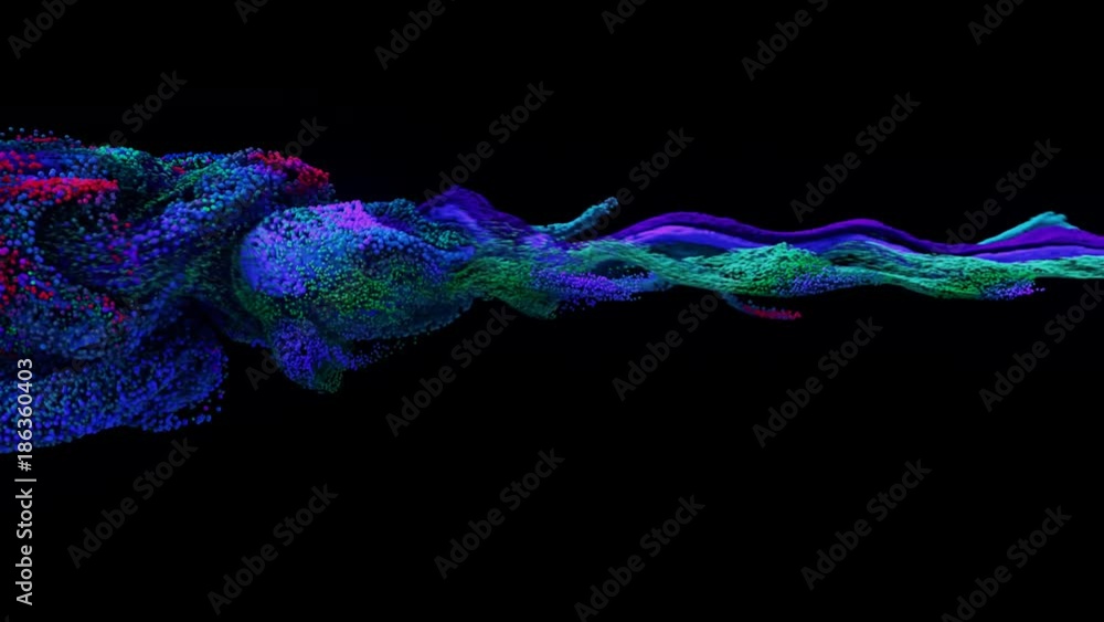 Fluid / paint simulation exploding forward and blooming like ink in ...