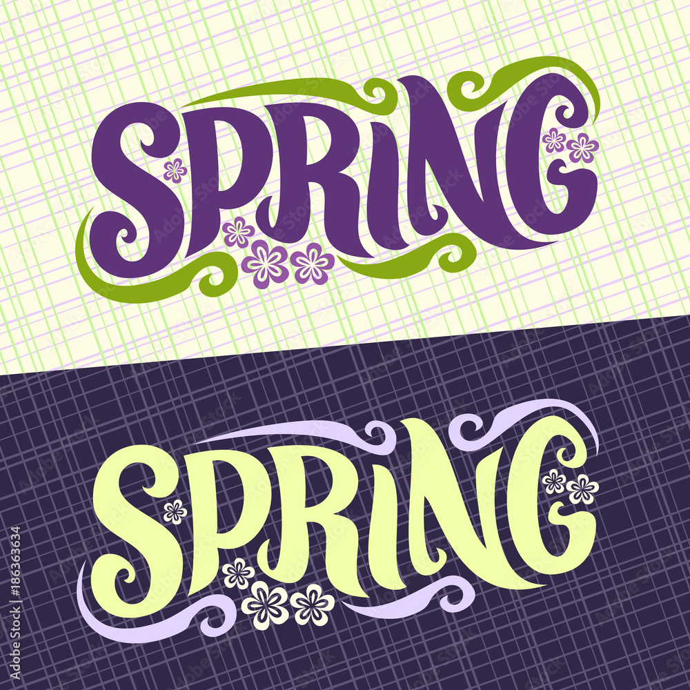 Vector banners for Spring season, lettering typography for calligraphic ...