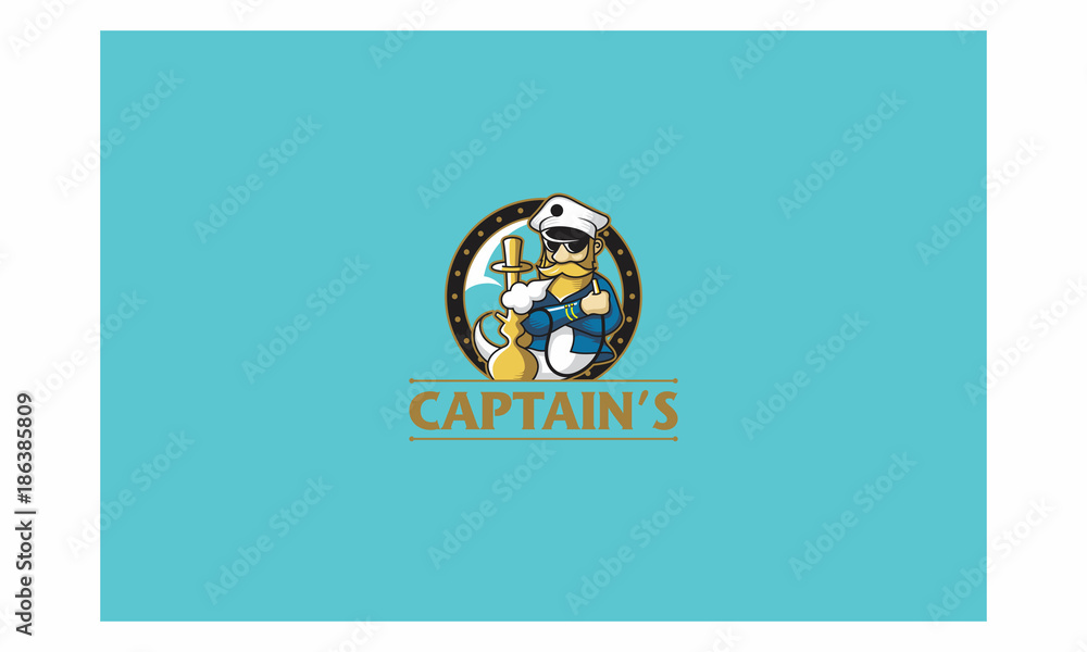 hookah, captain, ship, vape, smoke, genie, emblem symbol icon vector ...