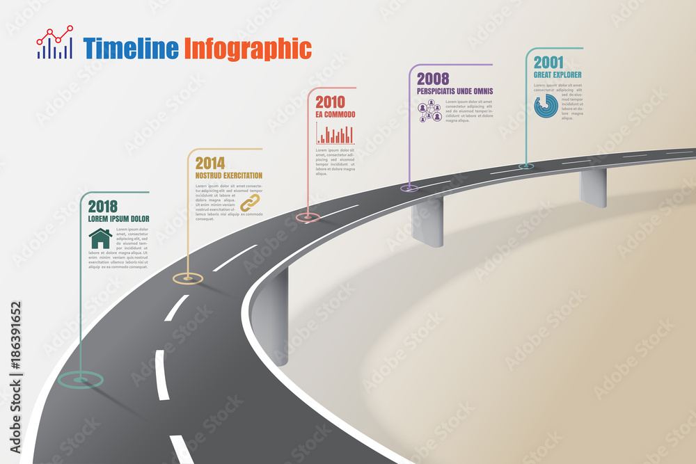 Business road map timeline infographic expressway concepts designed for ...