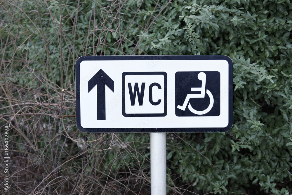 Disabled Public WC Toilet Sign Post Stock Photo | Adobe Stock