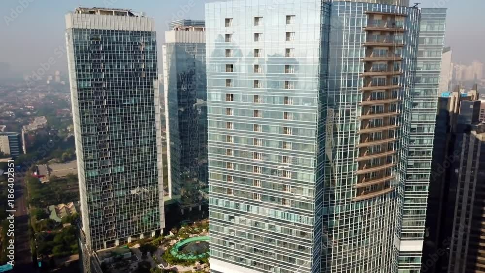 JAKARTA - Indonesia. December 26, 2017: Aerial view of skyscrapers with ...