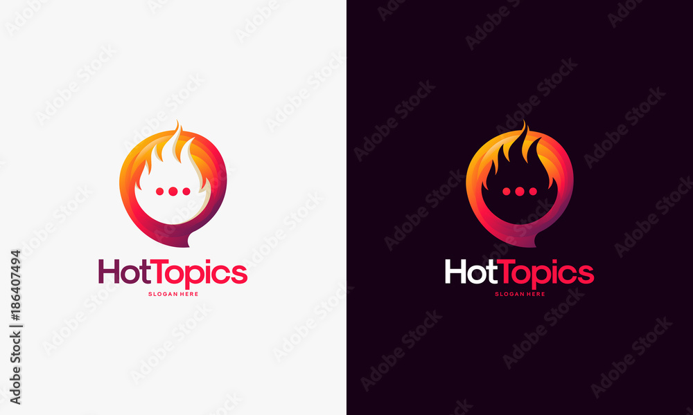 Elegant Hot Topics Logo template, Hot News Logo designs vector, Spirit ...