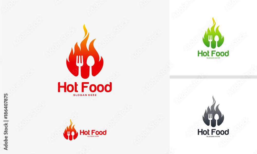 Hot Food logo designs concept, Food Restaurant logo designs, Fire logo ...