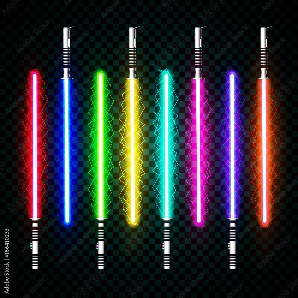 neon light swords. crossed light, flash and sparkles. Vector ...