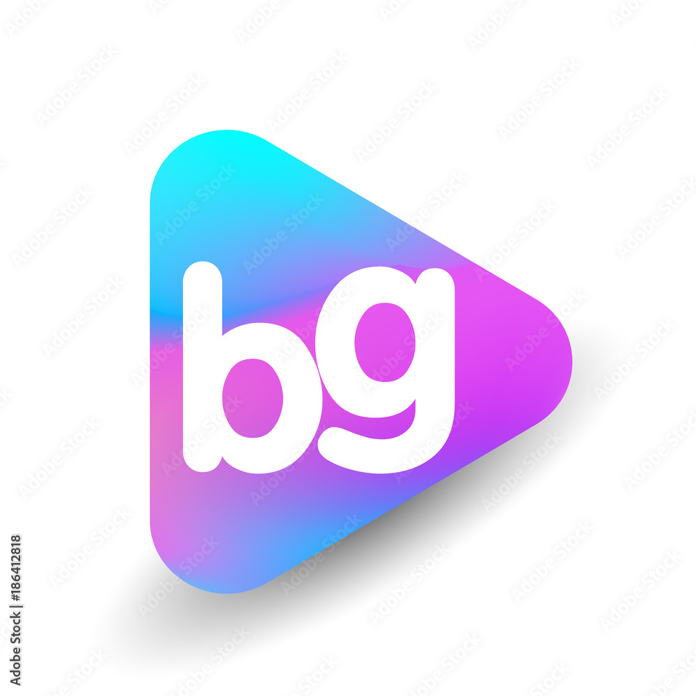 Letter BG logo in triangle shape and colorful background, letter ...