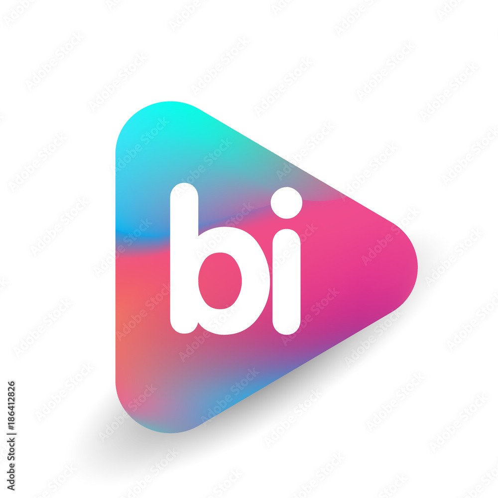 Letter BI logo in triangle shape and colorful background, letter ...
