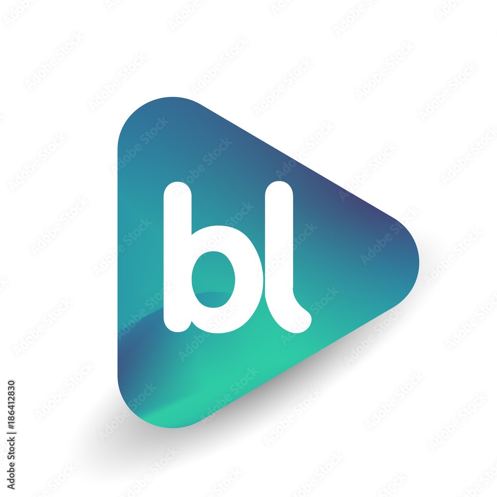 Letter BL logo in triangle shape and colorful background, letter ...