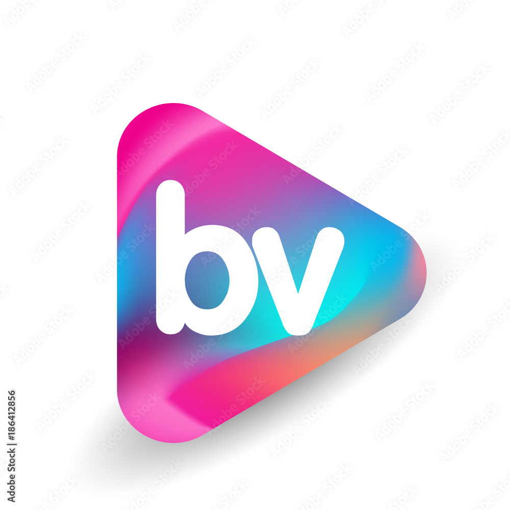 Letter BV logo in triangle shape and colorful background, letter ...