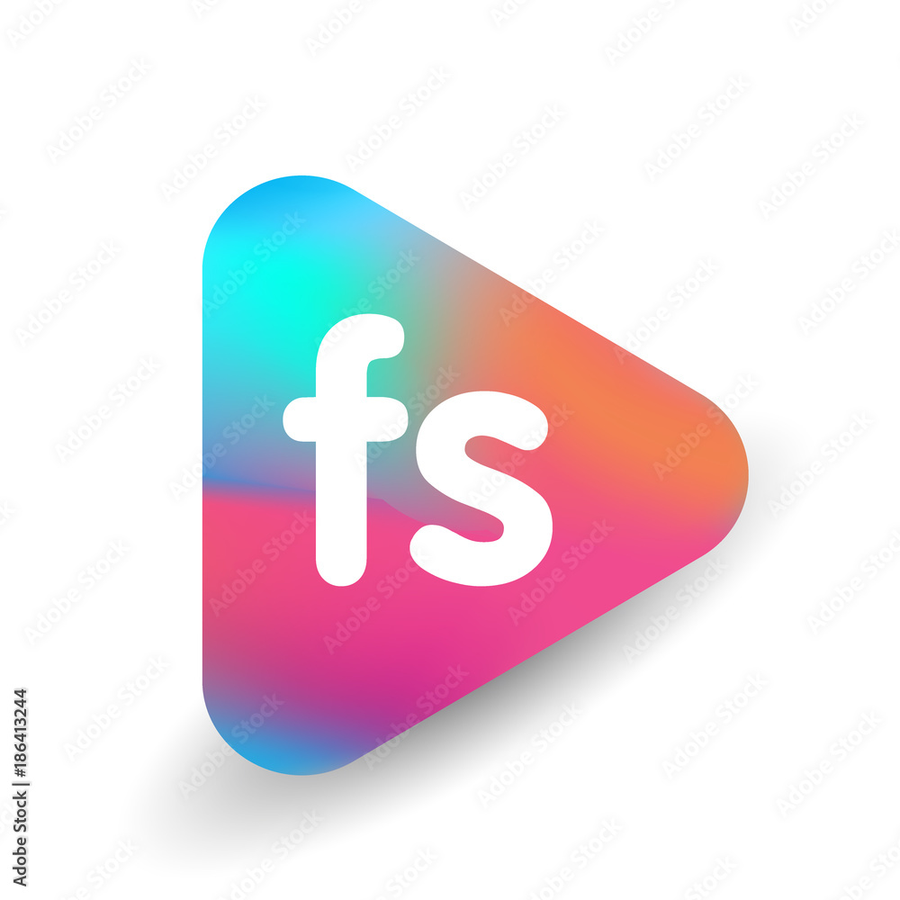 Letter FS logo in triangle shape and colorful background, letter ...