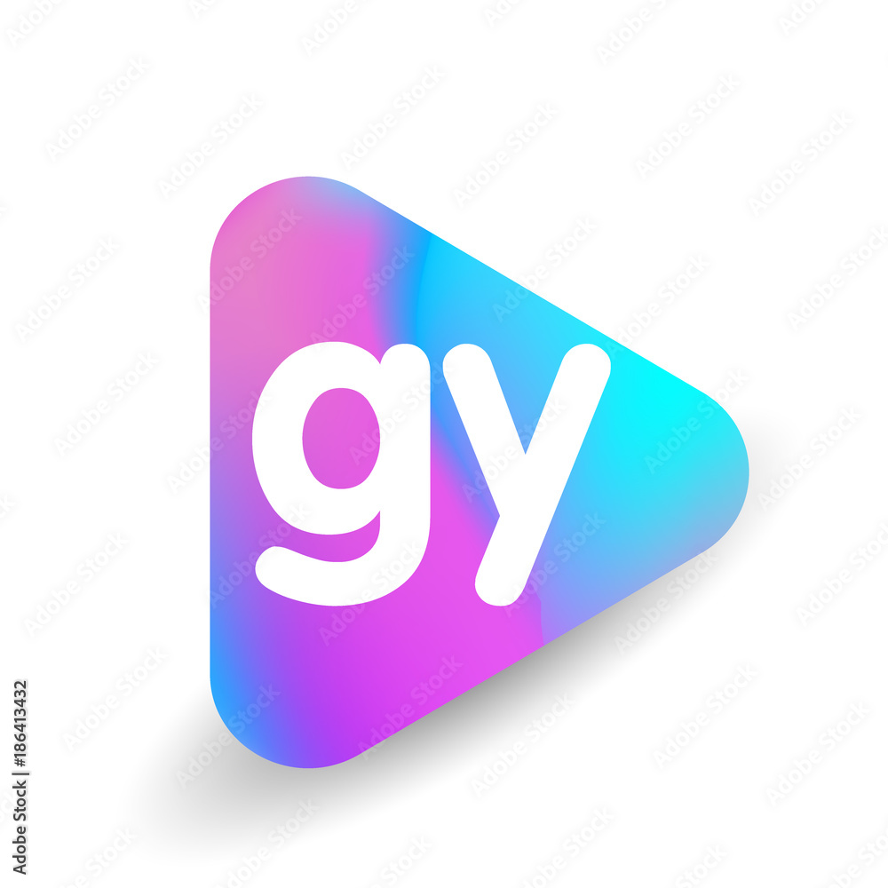 Letter GY logo in triangle shape and colorful background, letter ...