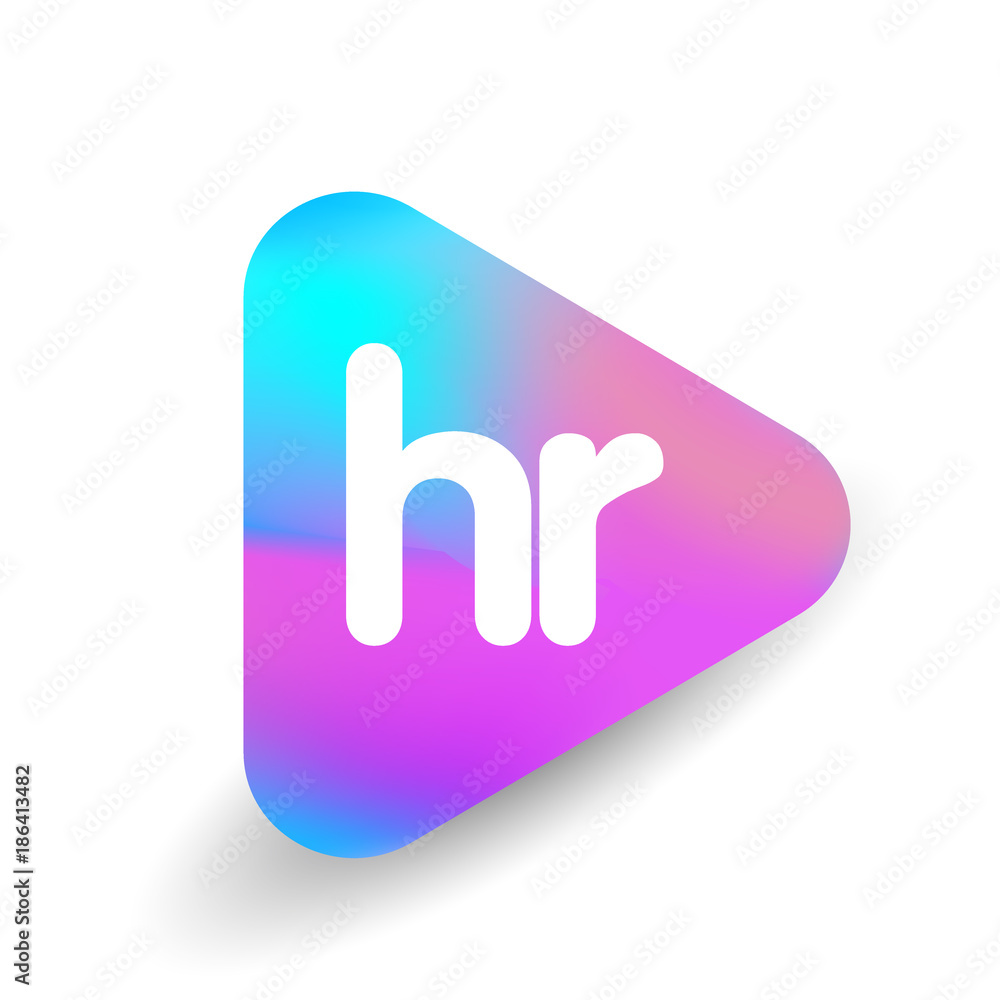 Letter HR logo in triangle shape and colorful background, letter ...