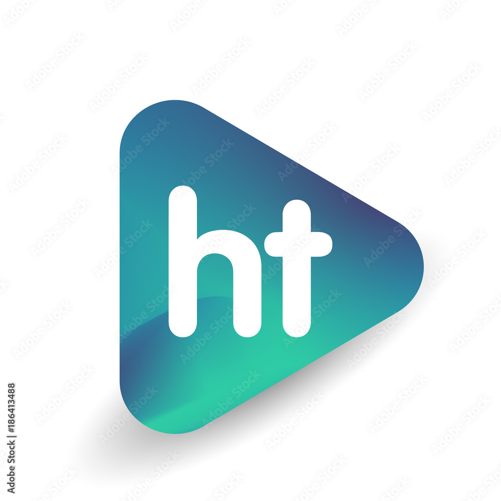 Letter HT logo in triangle shape and colorful background, letter ...