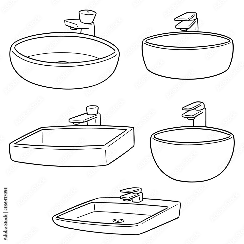 vector set of sink Stock Vector | Adobe Stock